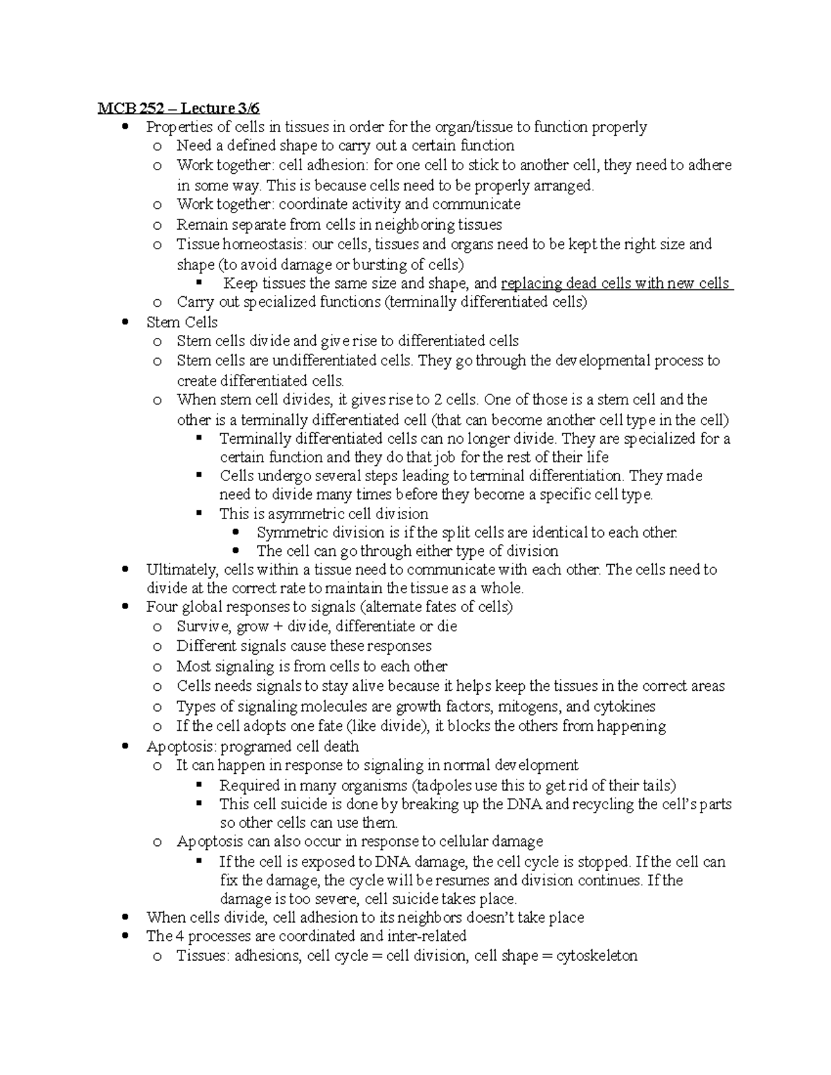 MCB 252 Exam 3 - Exam 3 summary and lecture notes - MCB 252 – Lecture 3 ...