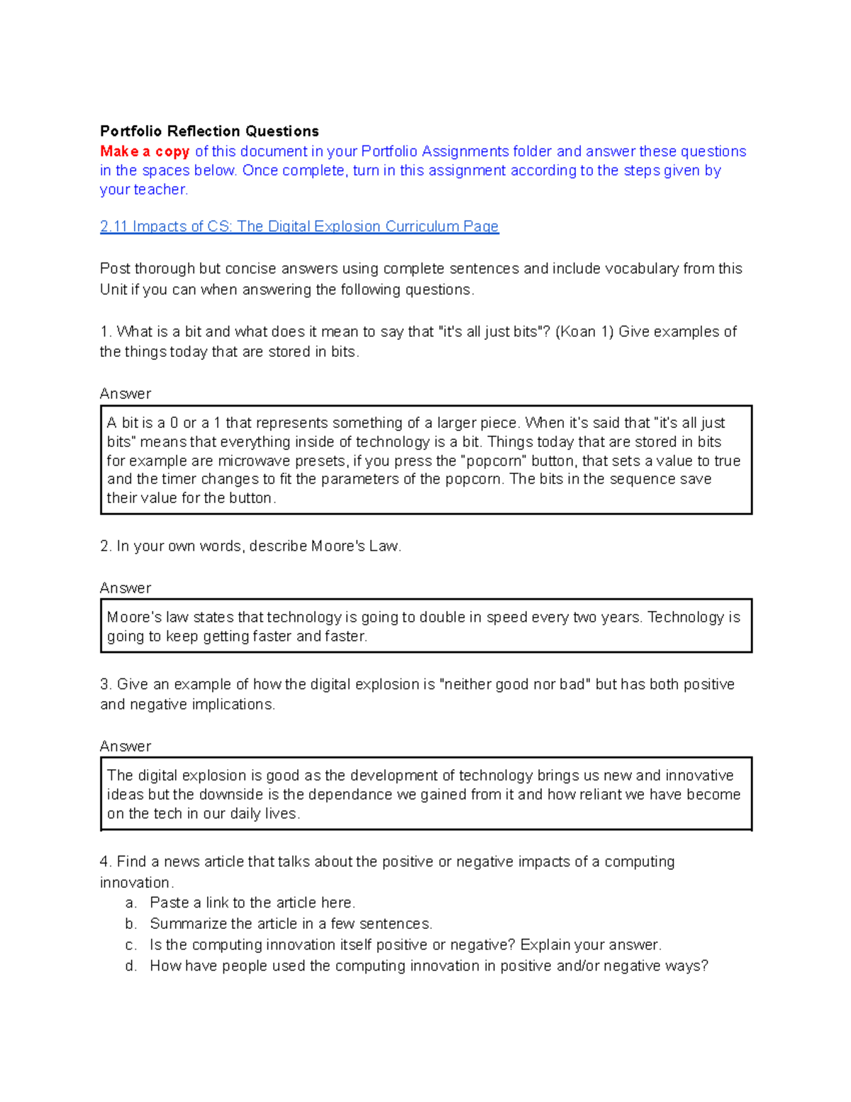 #ICS2.11 Impacts of CS The Digital Explosion - Portfolio Reflection ...