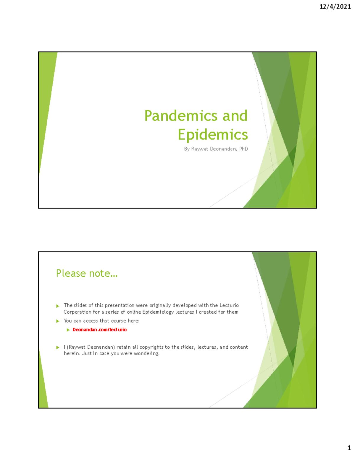 Pandemics and epidemics - slides - Pandemics and Epidemics By Raywat ...