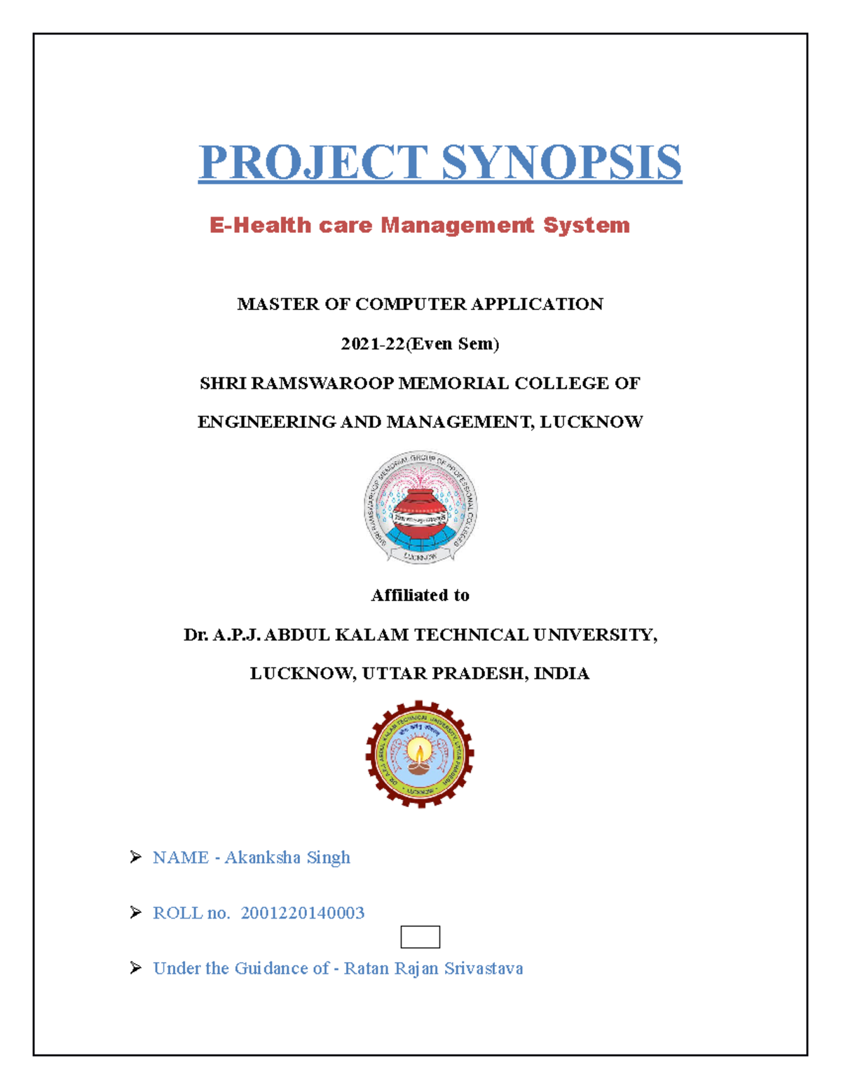 E Health Care Management Project Synopsis PROJECT SYNOPSIS E Health e-health-care-management-project-synopsis-project-synopsis-e-health