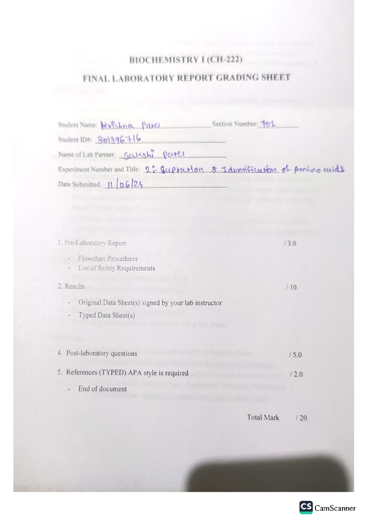 Biochem exp 2 report - experiment - BIOCHEMISTRY I FINAL LABORATORY ...