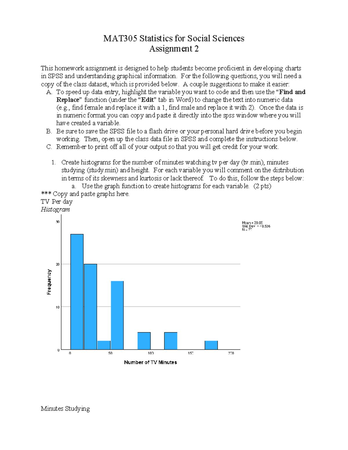 Assignment 2 - Chart. - MAT305 Statistics for Social Sciences ...