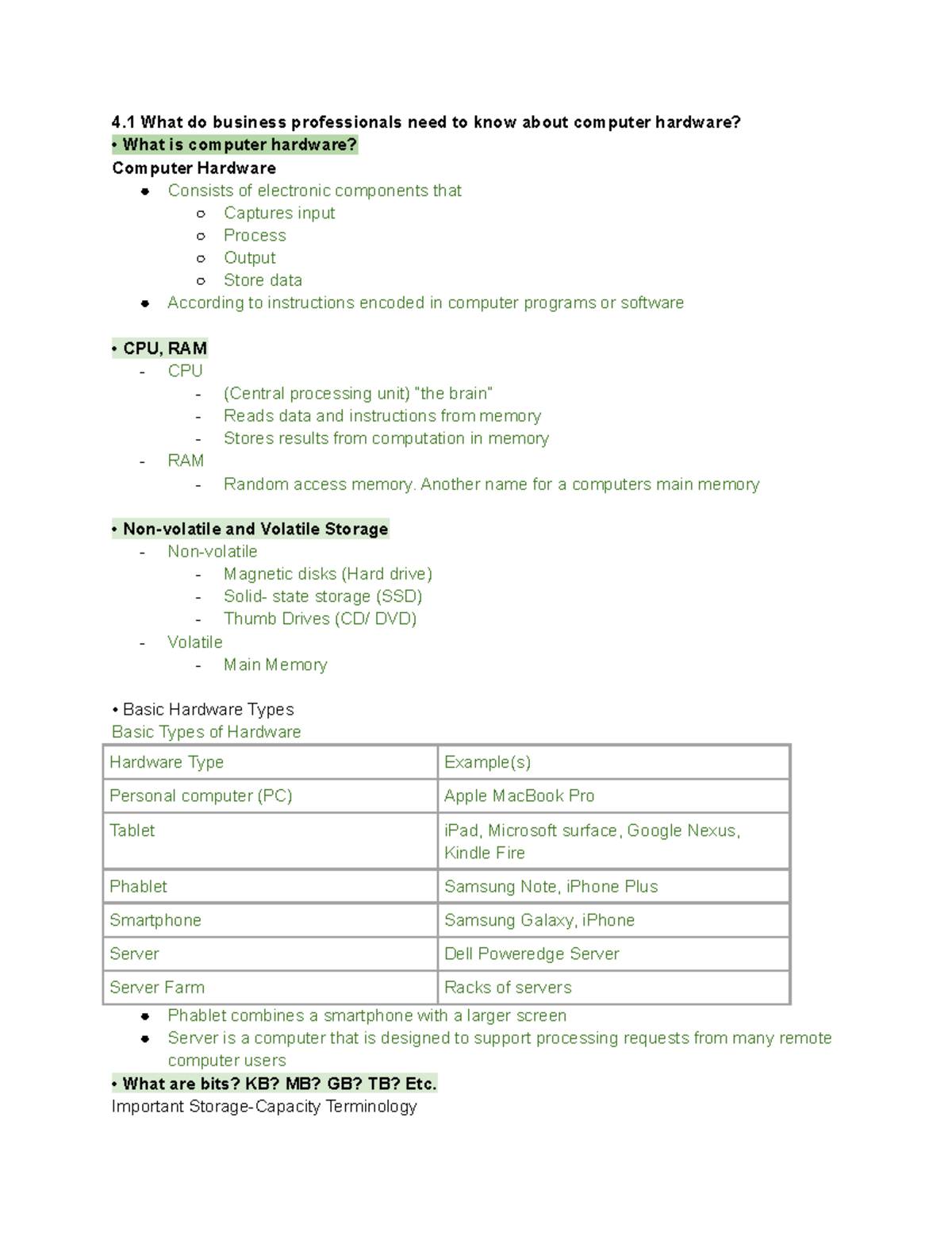 BCOR 330 Study Guide - **4 What do business professionals need to know ...