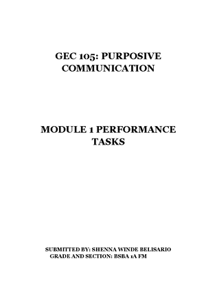 Purcomm - GEC 1 - Lesson 1 - Lesson 1 GEC 1 Chapter 1 (Communication ...
