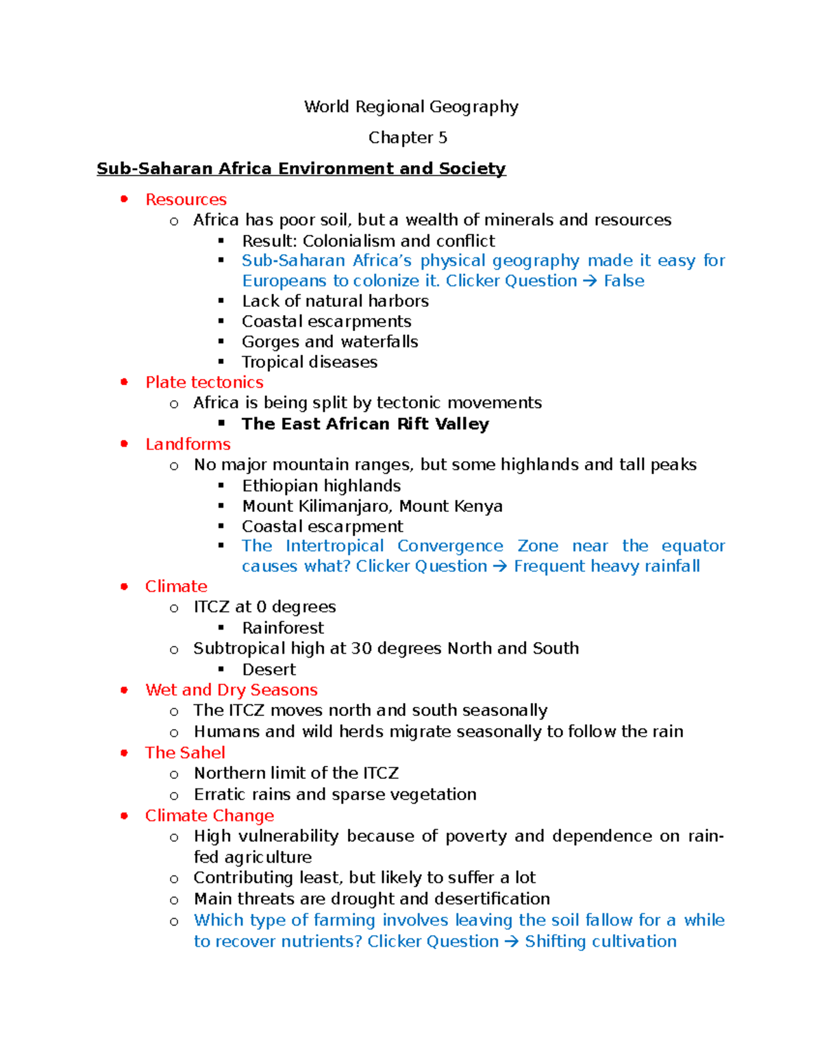 World Regional Geography Chapter 5 Notes - World Regional Geography ...