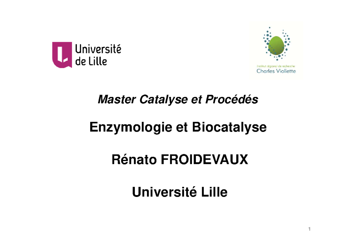 Cours version Fr3 [Mode de compatibilité] - Enzymologie et Biocatalyse ...