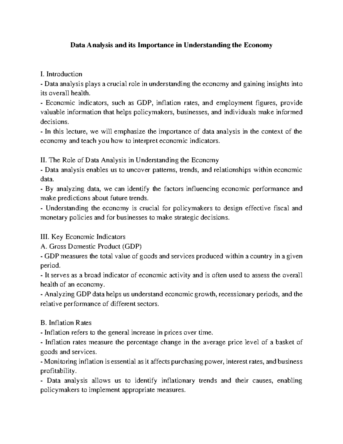 3. Data Analysis and its Importance in Understanding the Economy ...