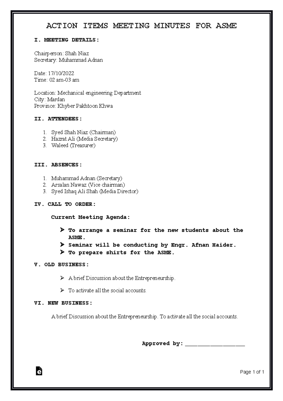 Meeting 2 - i am veyr hjdxo jwehhkjd - ACTION ITEMS MEETING MINUTES FOR ...