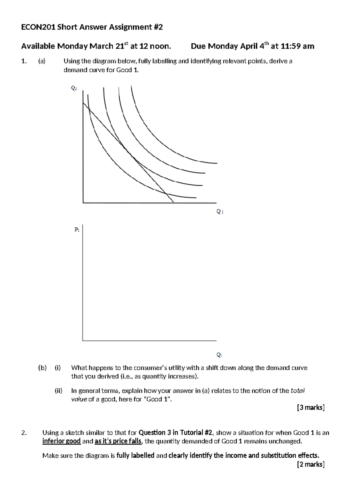 ECON201 Short Answer Assignment #2 - ECON201 Short Answer Assignment ...