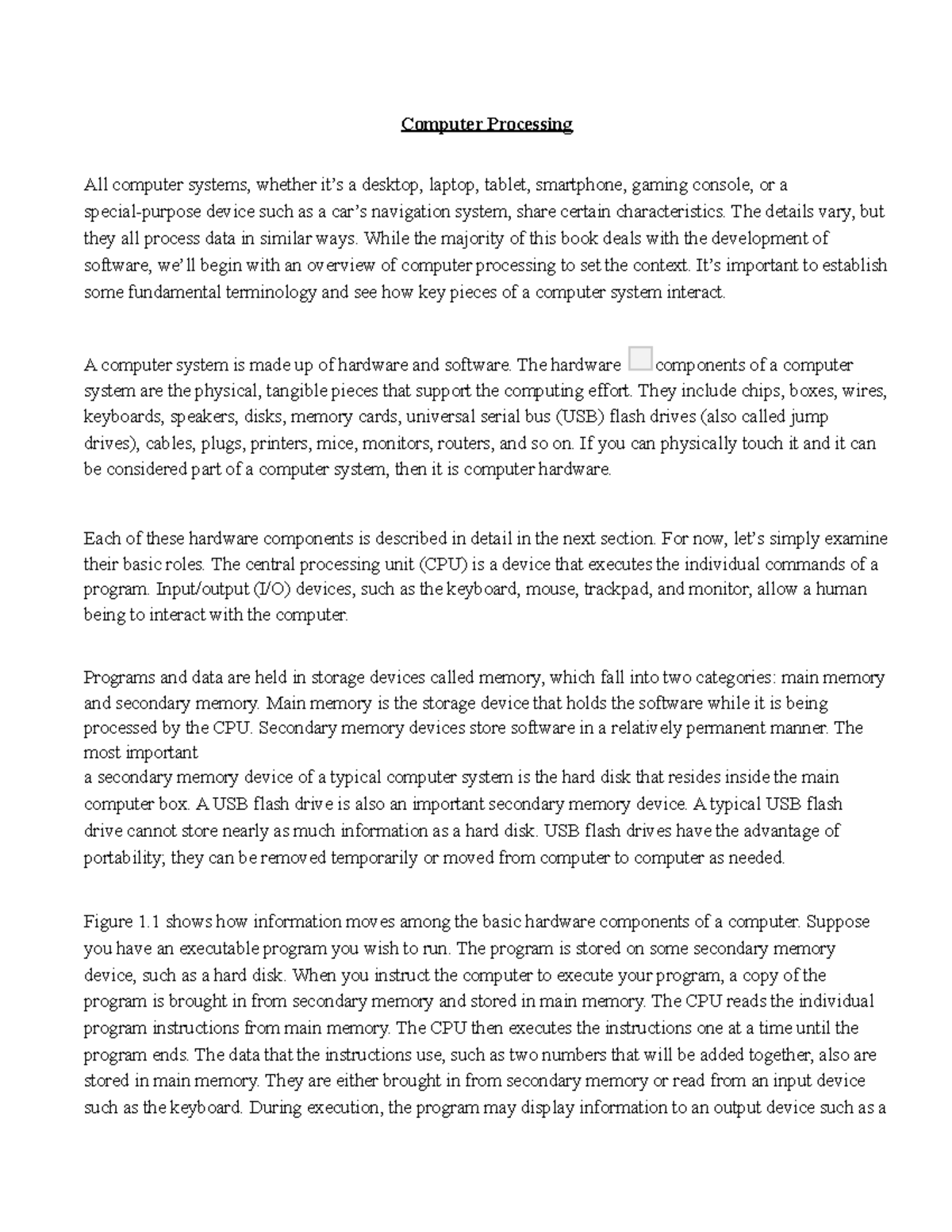 Computer Processing Lecture Notes Computer Processing All Computer Systems Whether Its A