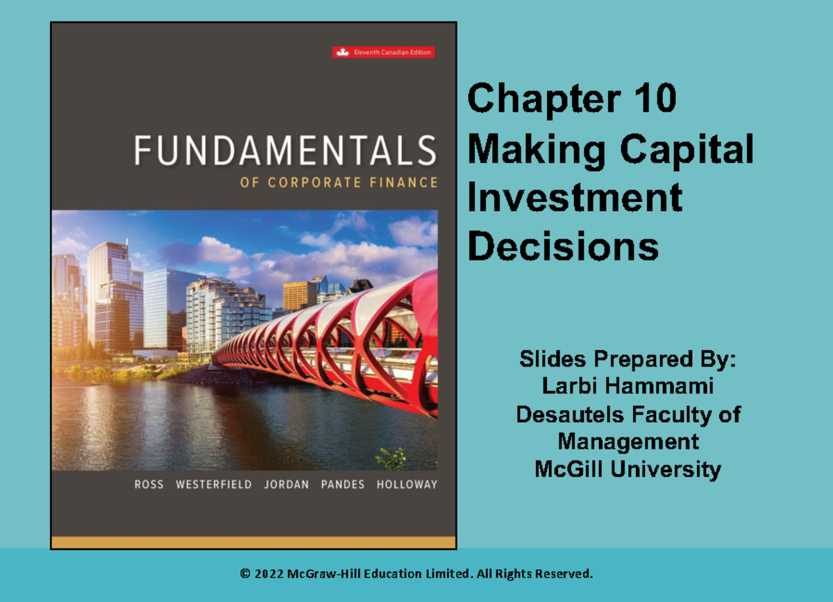 Chapter 10 Lecture - Finance - Chapter 10 Making Capital Investment ...