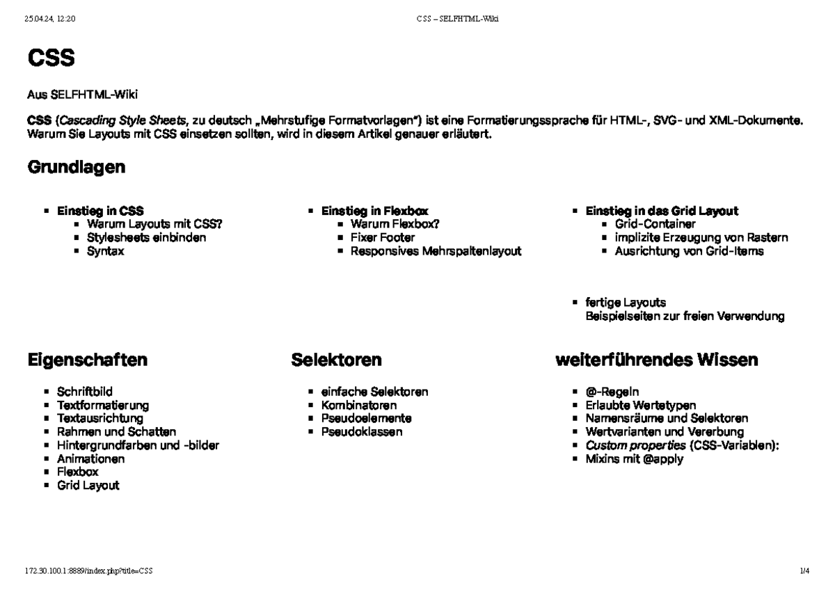 CSS – Selfhtml-Wiki - nur müll - CSS Aus SELFHTML-Wiki CSS (Cascading ...