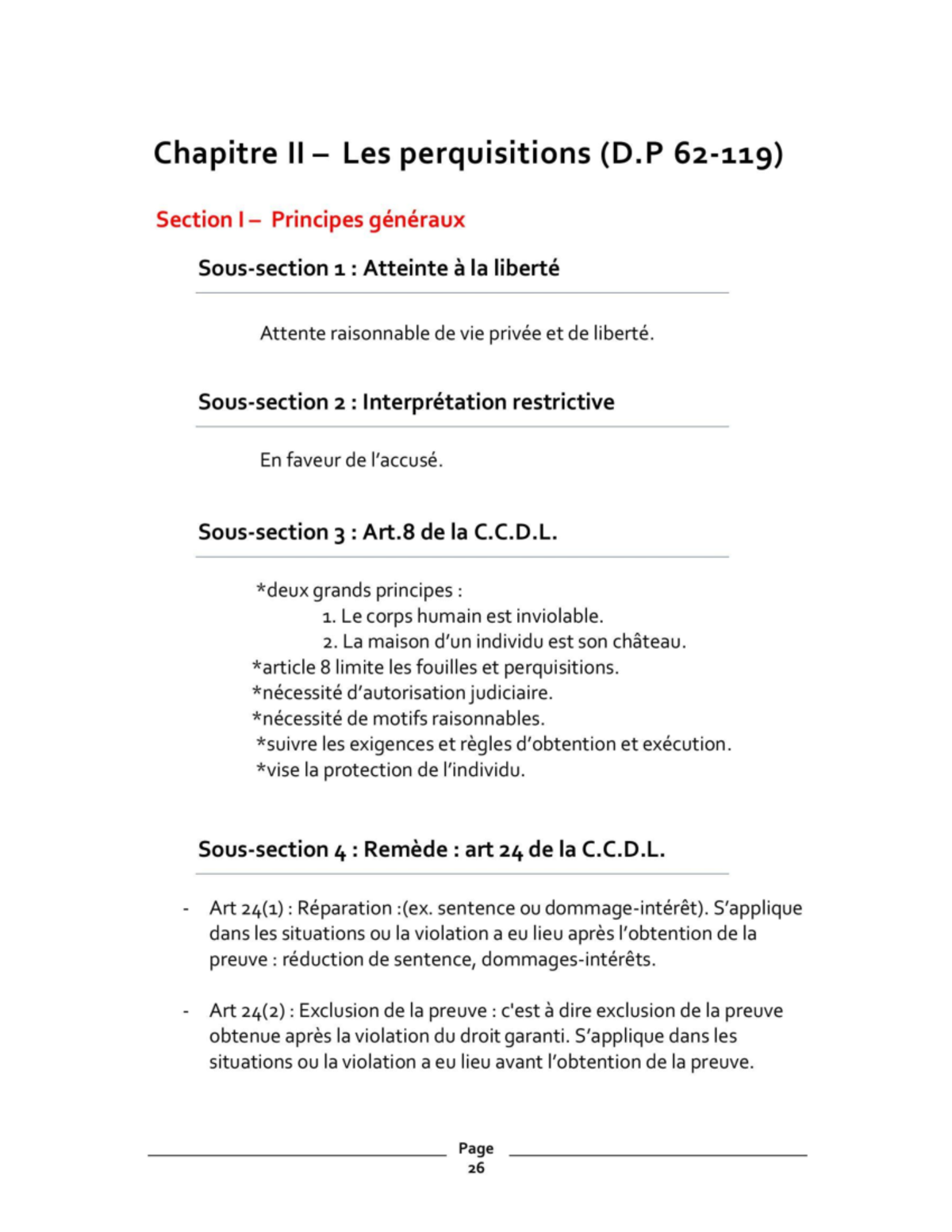 Notes de cours - perquisition - 026210 JUR - Studocu