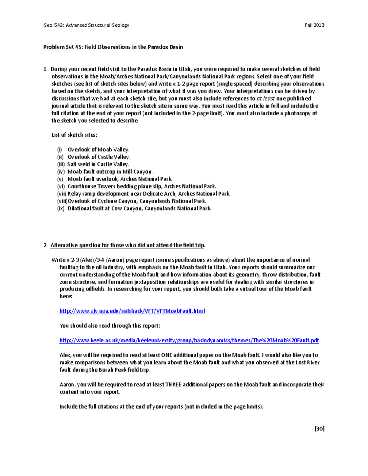Problem Set 5: Field Observations in the Paradox Basin - Geol 542 ...
