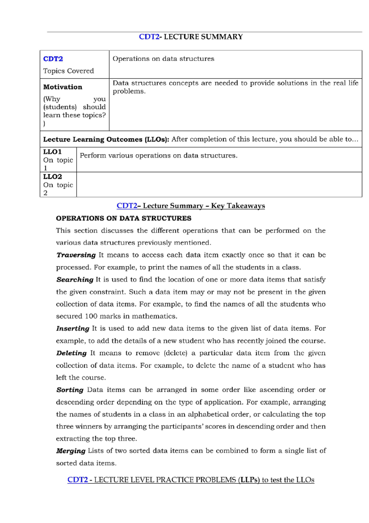 DS CDT2 Summary - Data Structures Important Summaries - Data Structures ...
