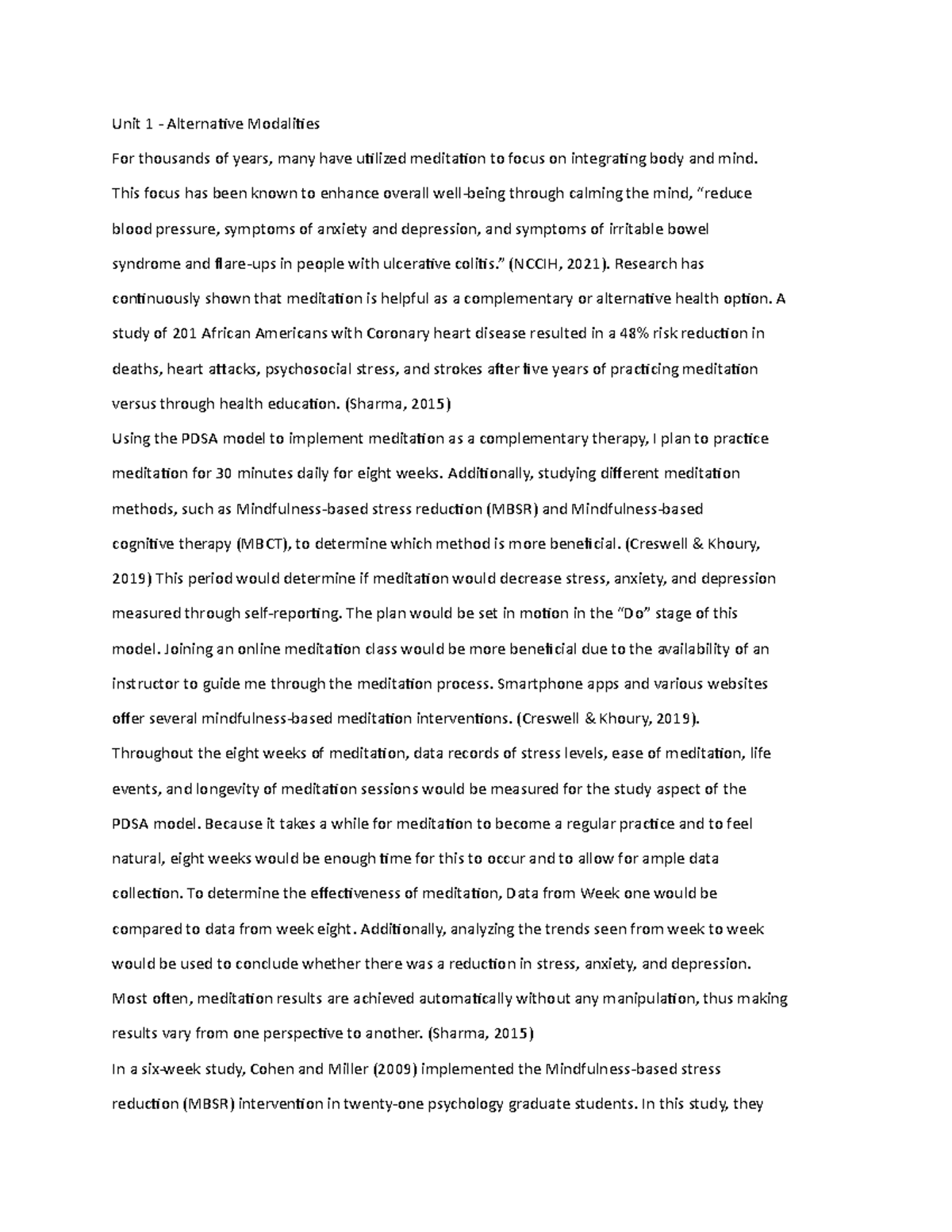 Complementary alternative Treatment Modalities - Unit 1 - Alternative ...