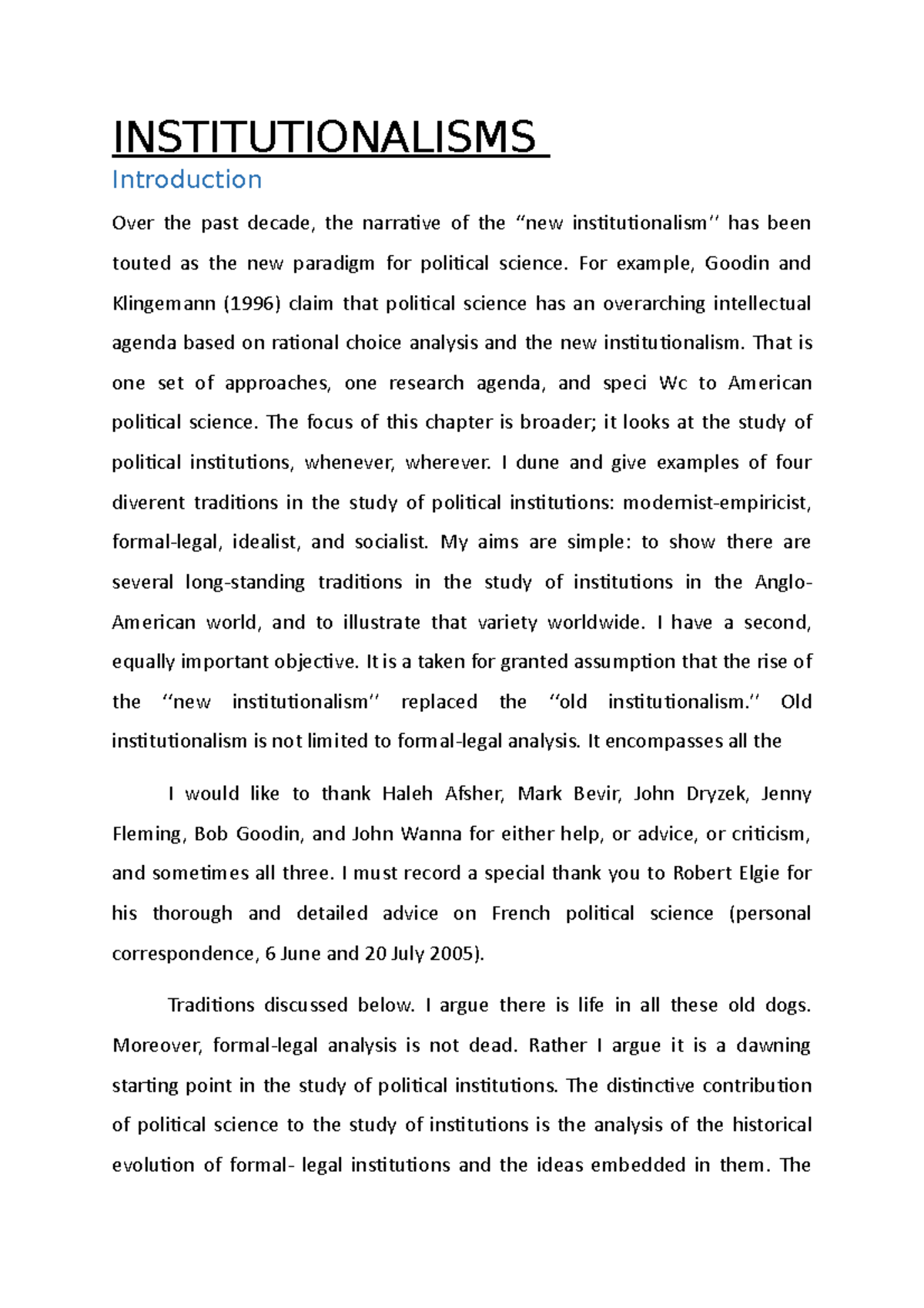 Institutionalisms - Over the past decade, the narrative of the ‘‘new ...