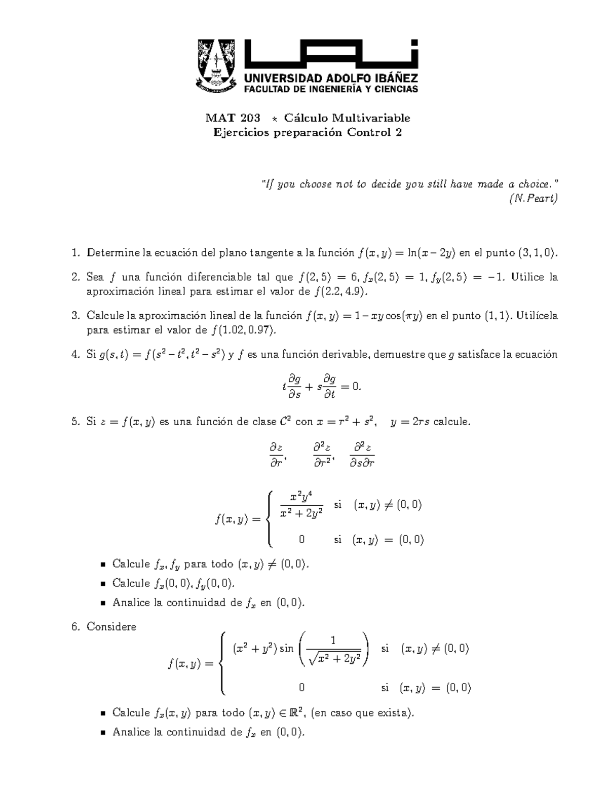Apuntes multivariables - MAT 203 ⋆ C ́alculo Multivariable Ejercicios ...