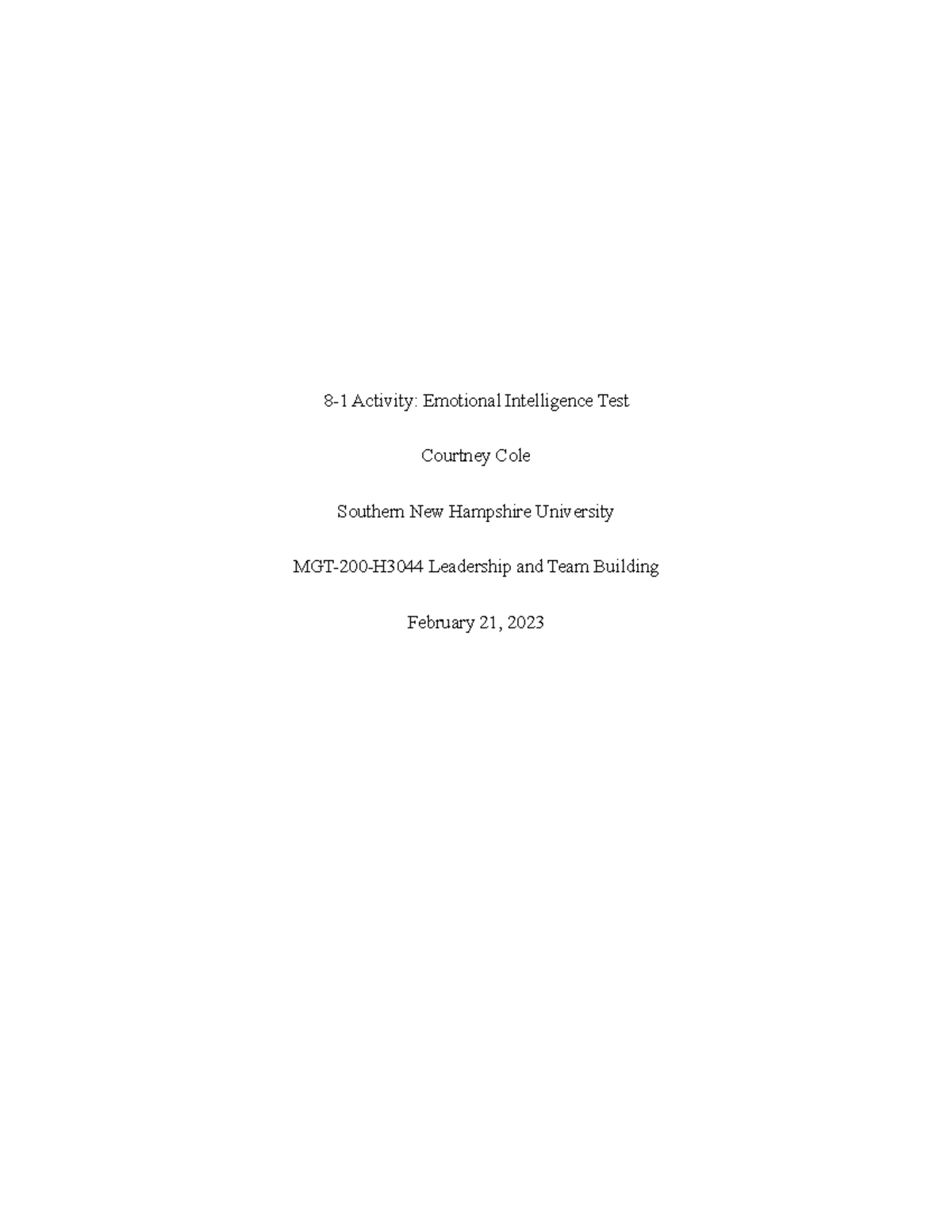 7.1 case study MGT 200 - 8-1 Activity: Emotional Intelligence Test ...