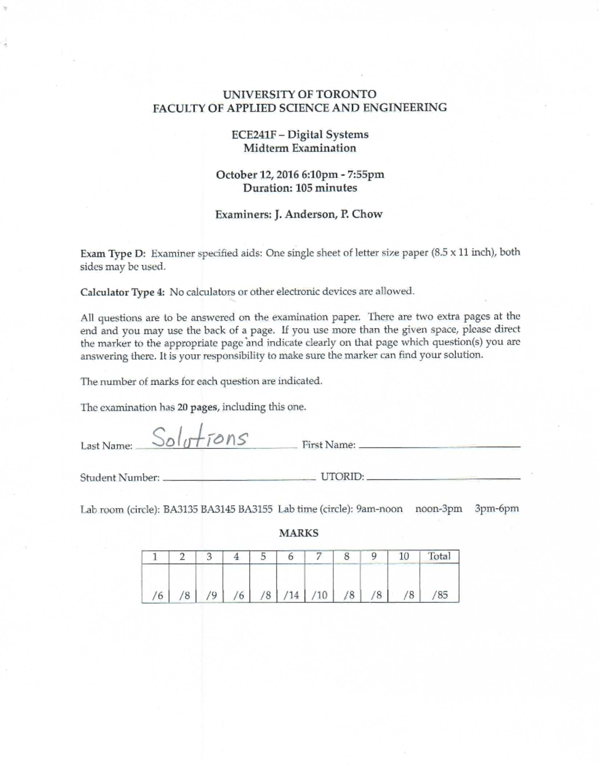 Exam December 2016, questions and answers - UNIVERSITY OF TORONTO ...