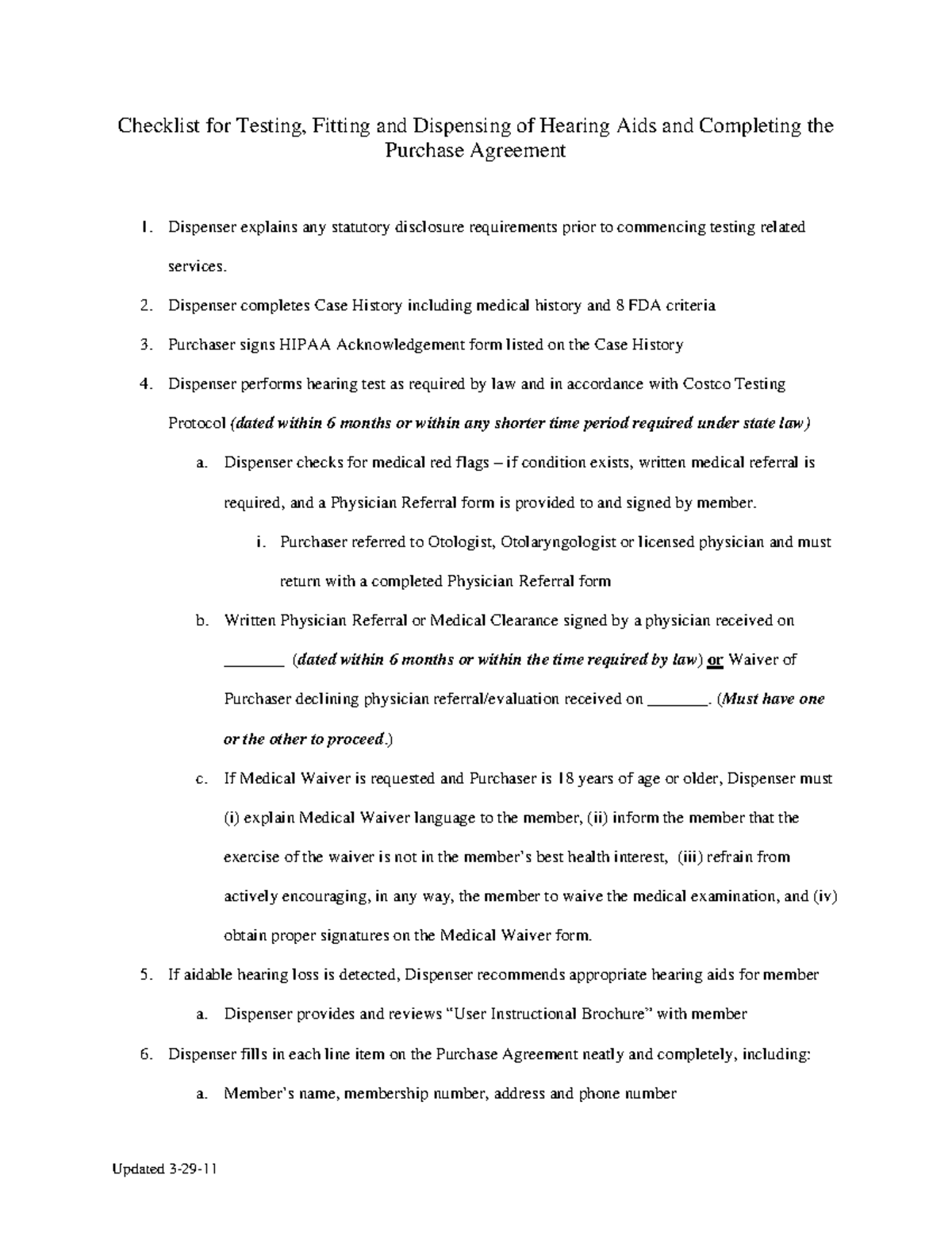 Ckecklist for dispensing hearing aids and completing pa - Updated 3-29 ...