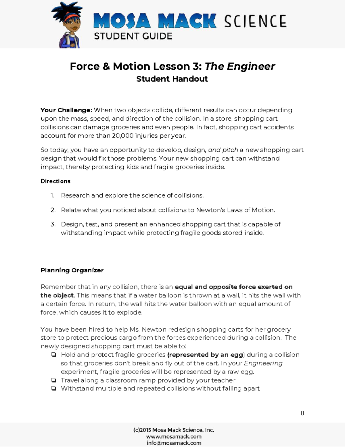 Force Motion Student Engineer 2019 - Force & Motion Lesson 3: The ...