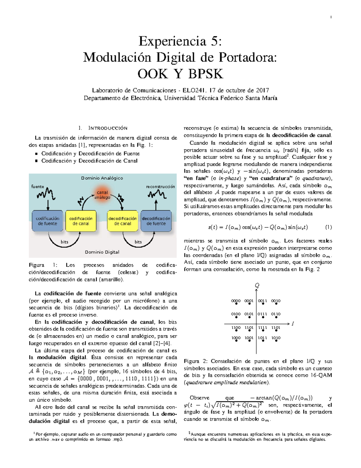 Experiencia 5 - Modulacion Digital de Portadora: OOK Y BPSK - 1 ...