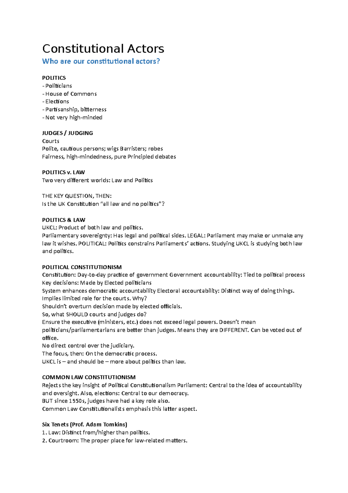 Constitutional Actors Lecture 4 - Constitutional Actors Who are our ...