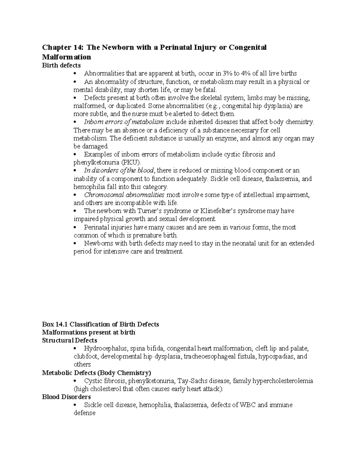 CH 14 OB Notes - Summary Maternal/Newborn Nursing - Chapter 14: The ...