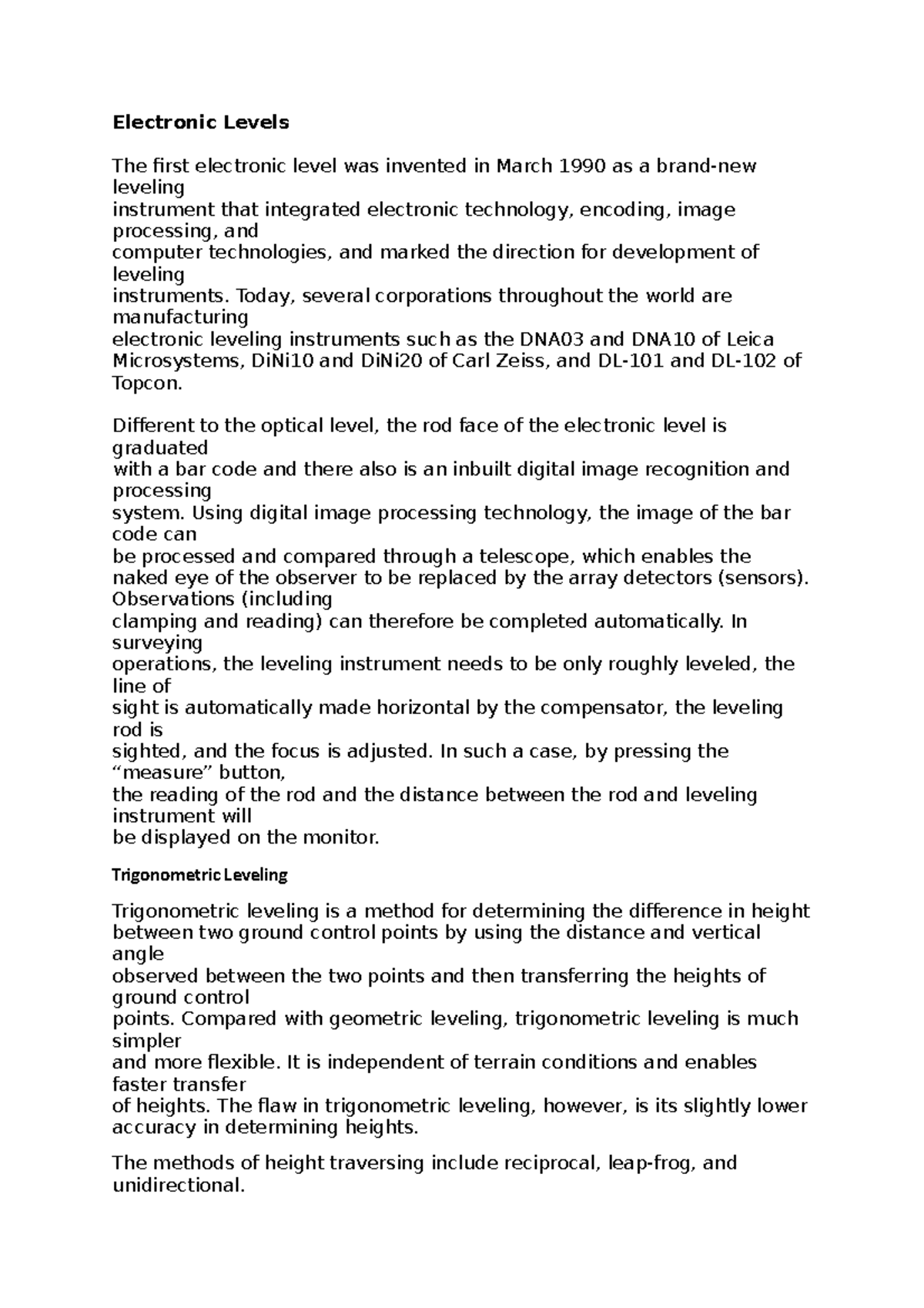 Electronic Levels - engineering survey - Electronic Levels The first ...