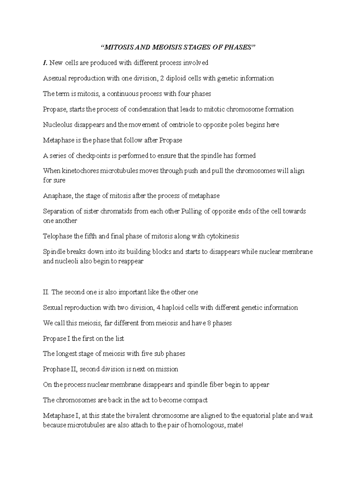 Poem about Mitosis and Meiosis, General biology I - “MITOSIS AND ...