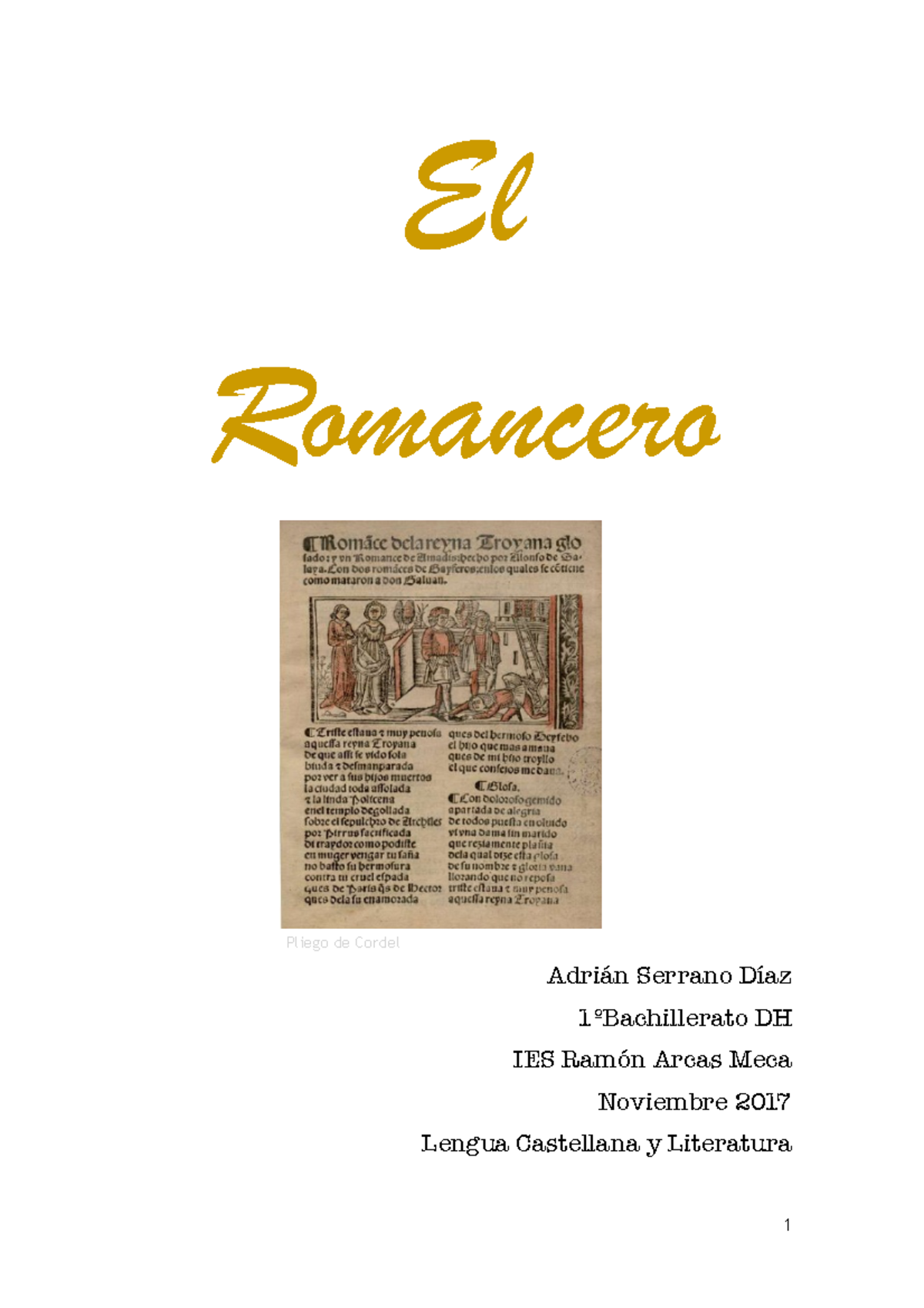 Trabajo literatura - 1ºBACH ARCAS - Warning: TT: more functions defined than expected Warning ...