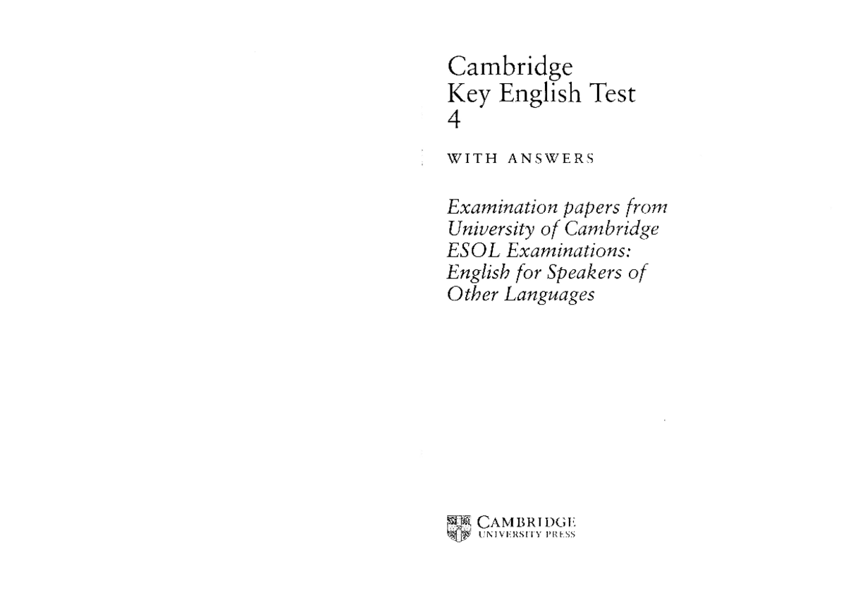 Cambridge KET 4 Book - ket - Tiếng anh - Studocu