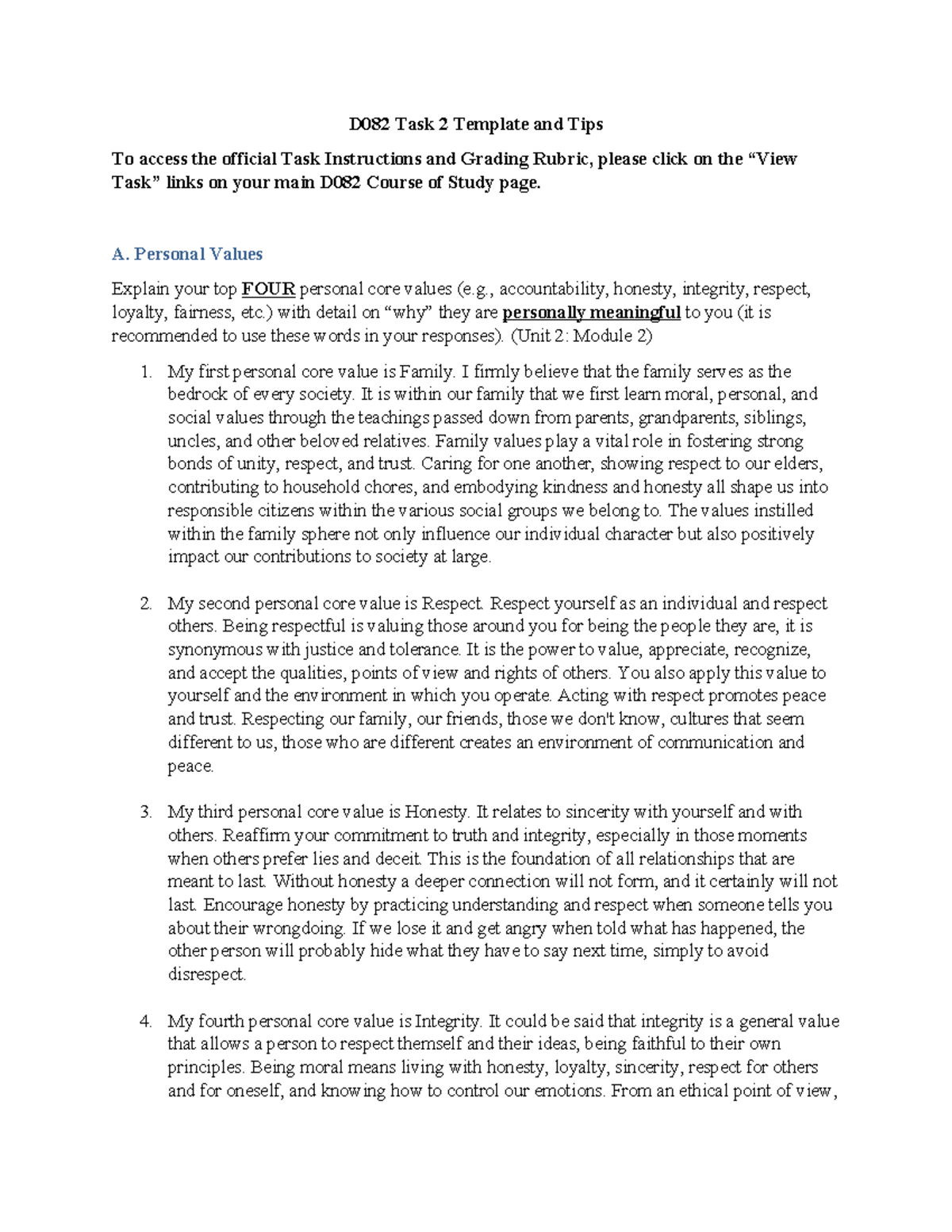 D082 Task 2 - D082 Task 2 - D082 Task 2 Template and Tips To access the ...