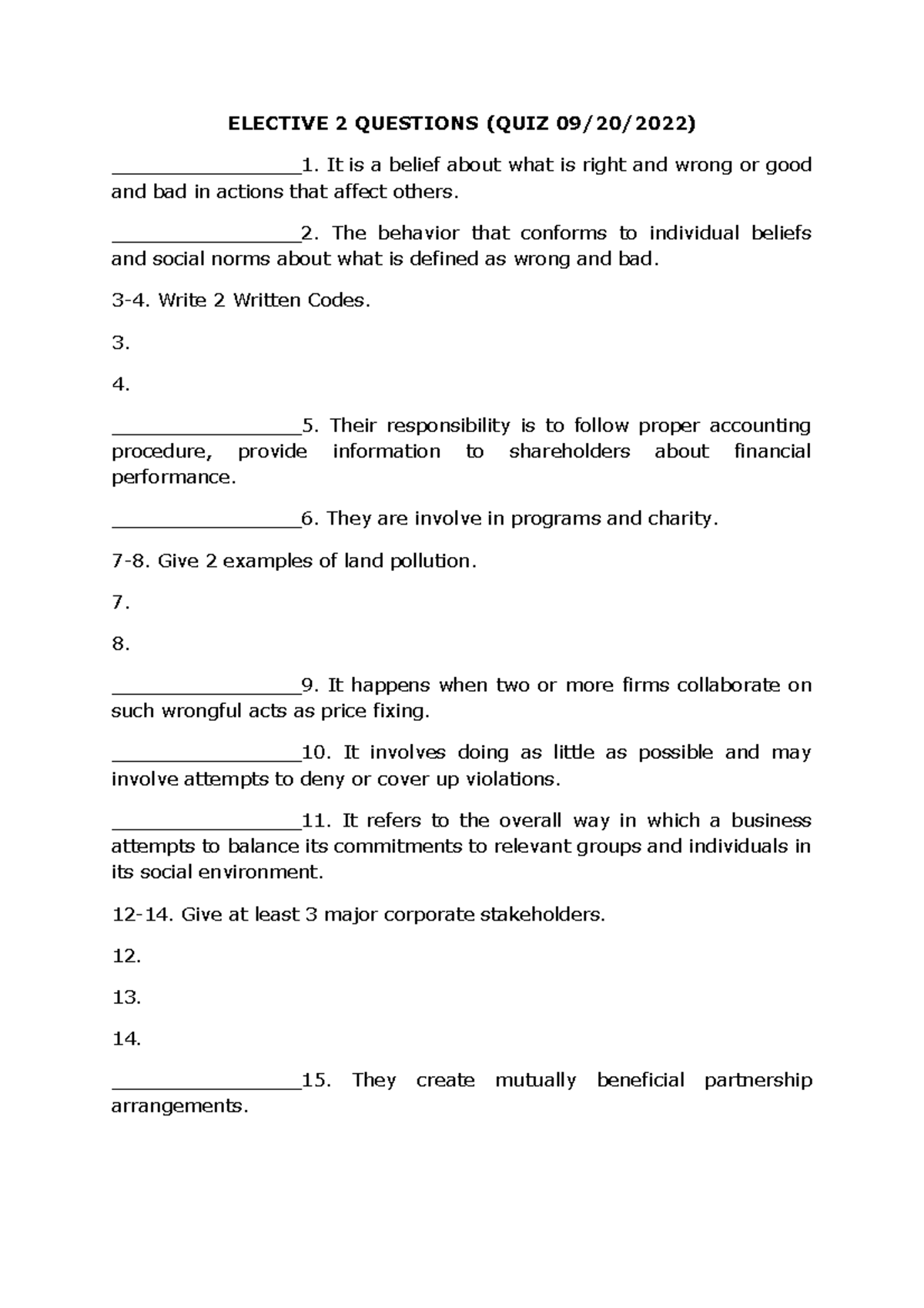Elective 2 Questions - ELECTIVE 2 QUESTIONS (QUIZ 09/20/2022 ...