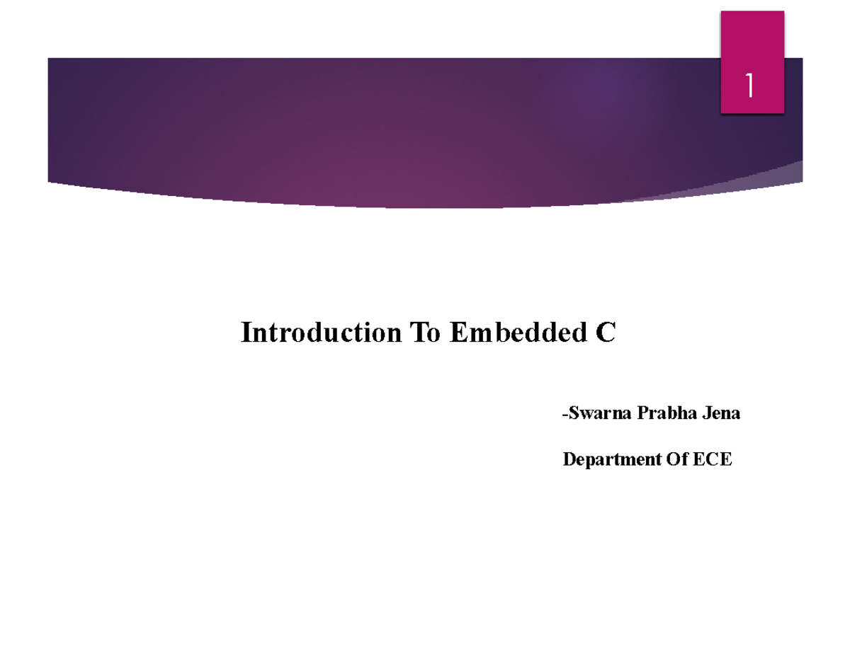 Embedded C 1 Embedded C Programming Introduction To Embedded C 4921