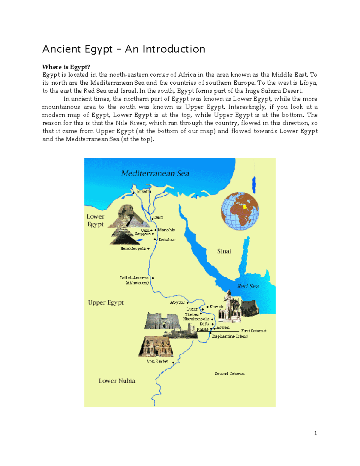 1. Ancient Egypt Booklet - Ancient Egypt – An Introduction Where is ...