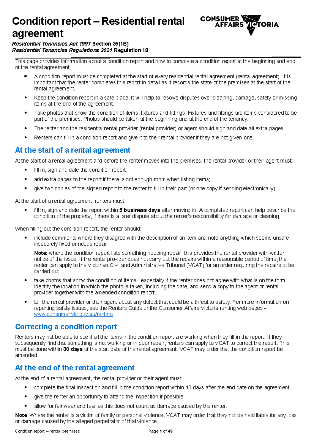 Cpprep 4122 - VIC Condition Report.v1.0 - Condition report ...