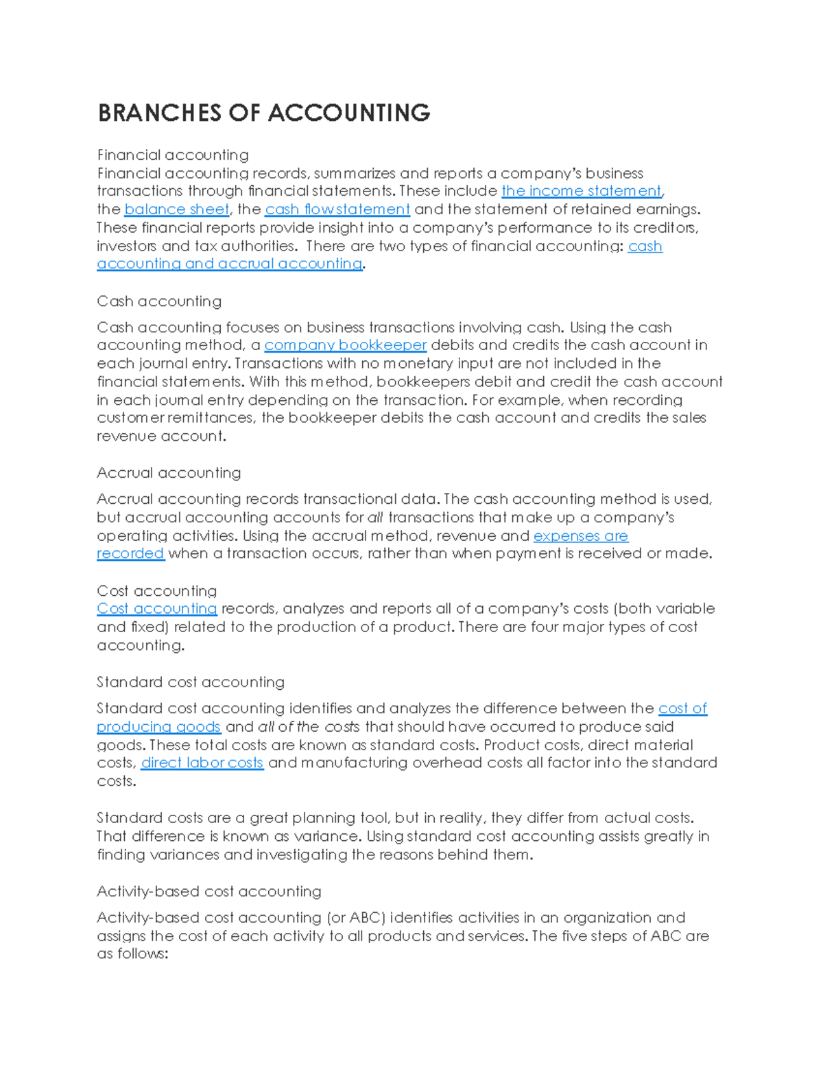 Branches OF Accounting - BRANCHES OF ACCOUNTING Financial accounting ...