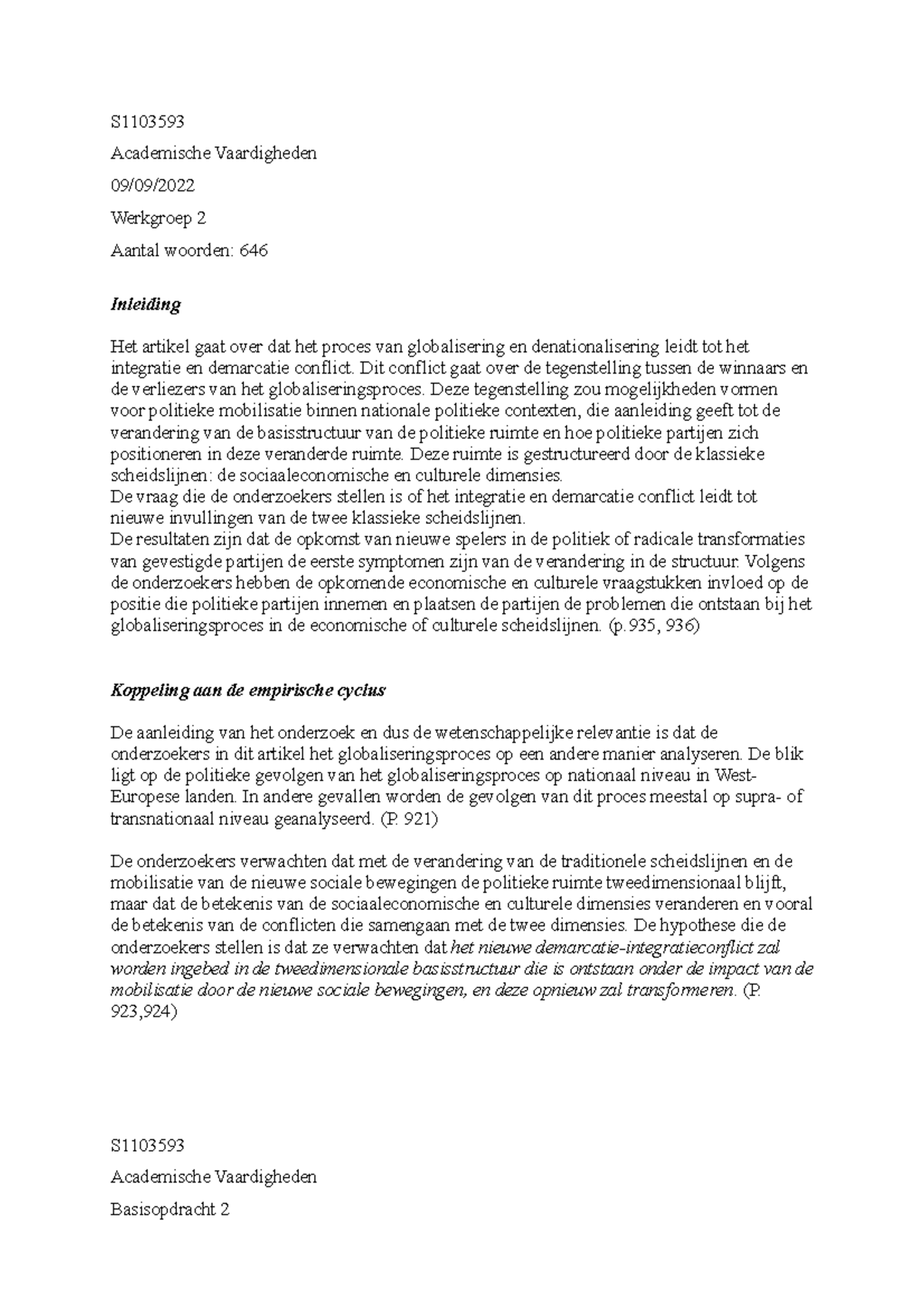 Basis opdracht empirische cyclus - S Academische Vaardigheden 09/09 ...