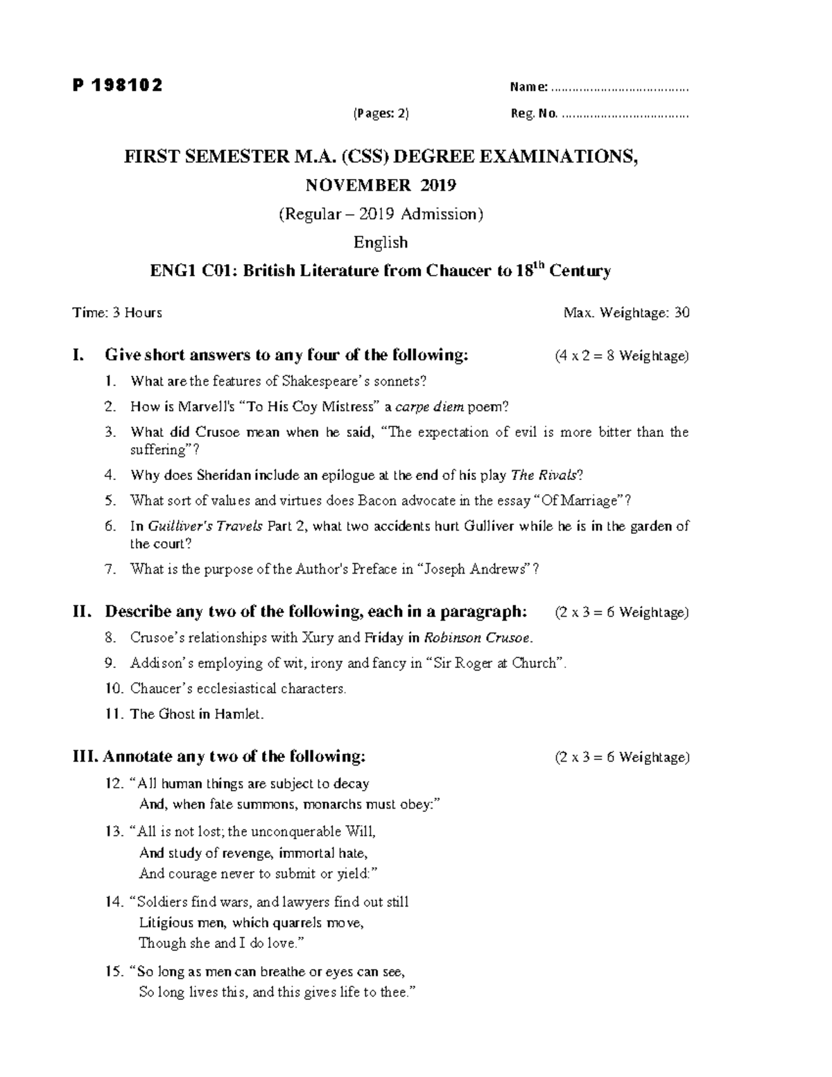 ENG1 C01 British Literature from Chaucer to 18th Century - P 198102 ...