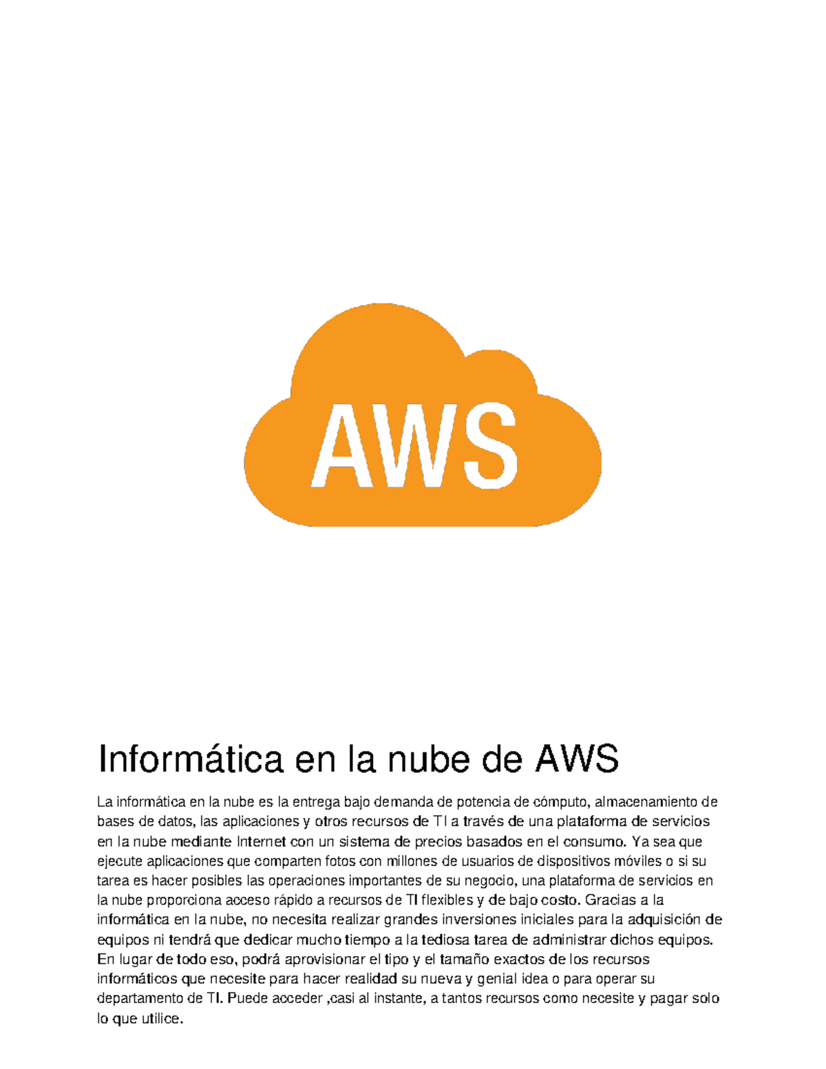 Aspectos fundamentales de informática en la nube de AWS - Informática ...