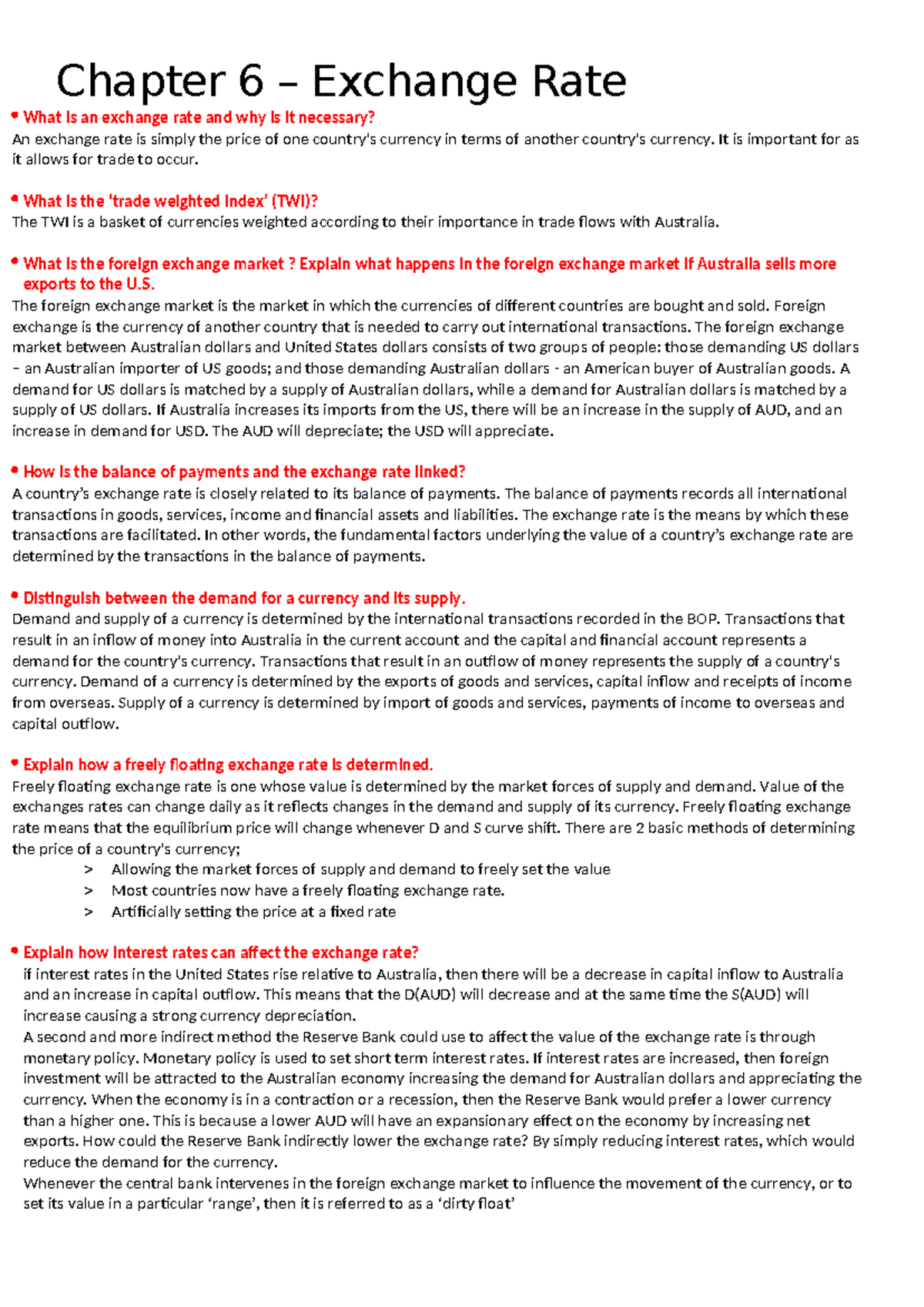 Chapter 6 - Exchange Rate - Chapter 6 – Exchange Rate What is an ...
