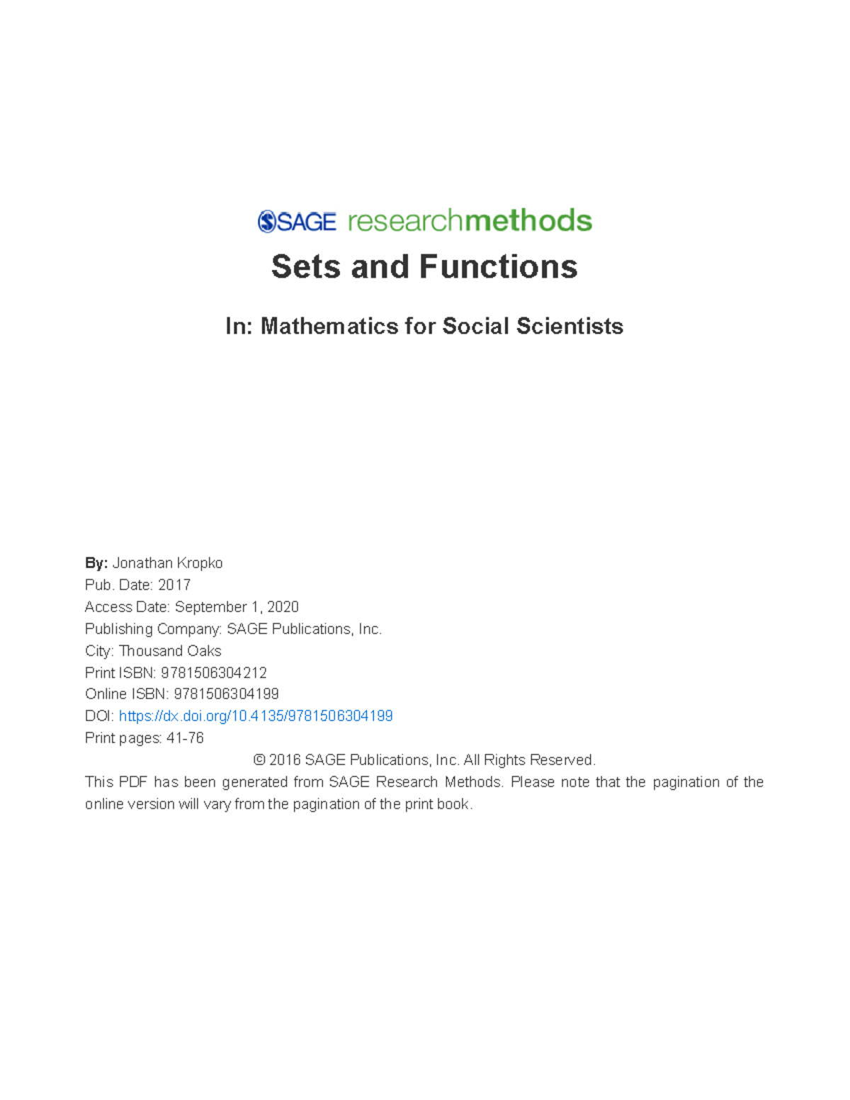 Mathematics for social scientists 2 - Sets and Functions In ...