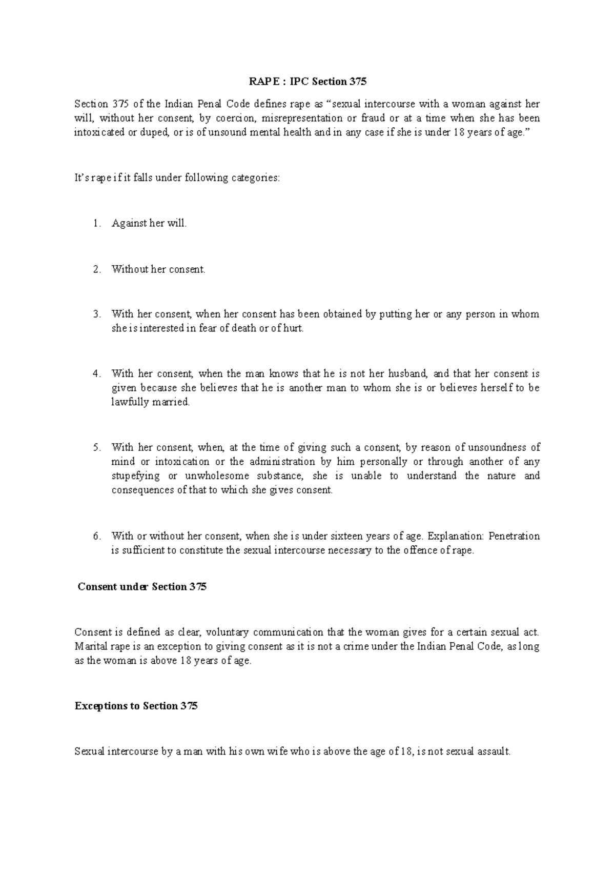 Rape - Rape - RAPE : IPC Section 375 Section 375 of the Indian Penal ...