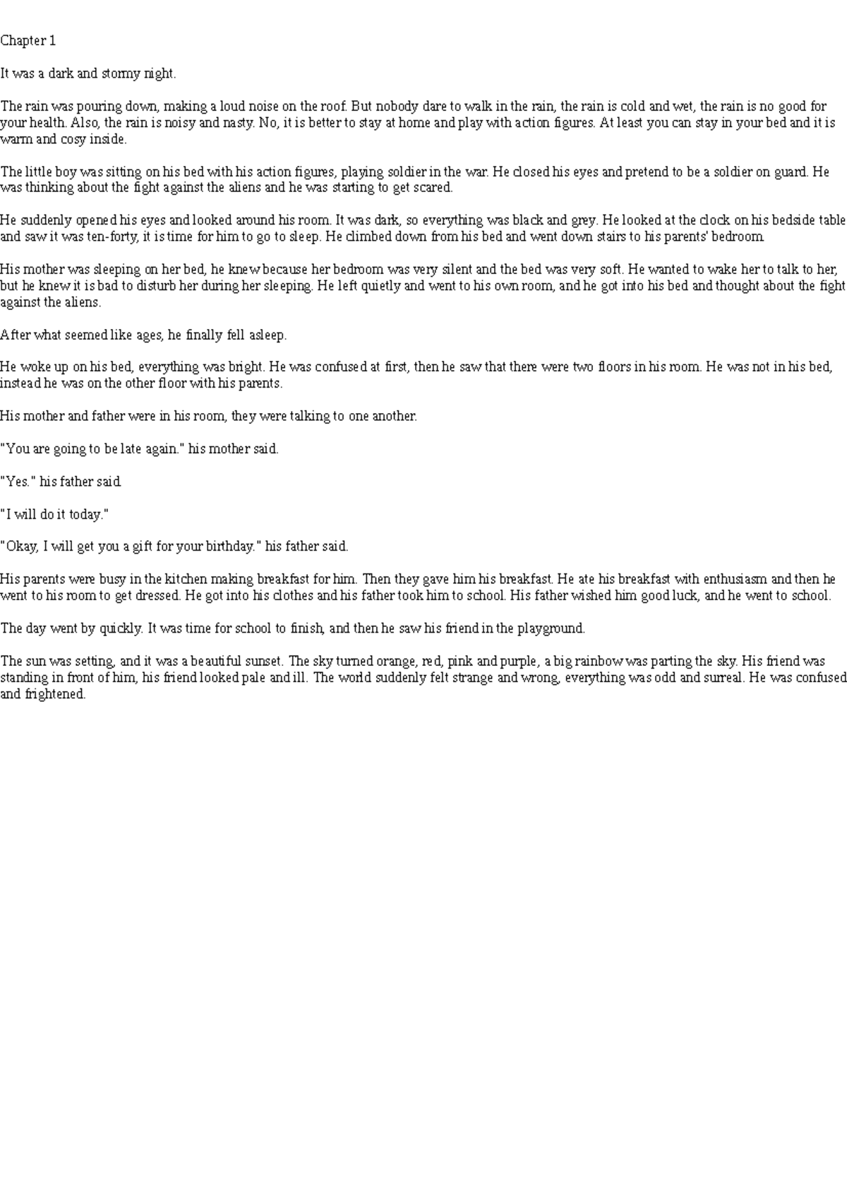 File6 - notes - Chapter 1 It was a dark and stormy night. The rain was ...