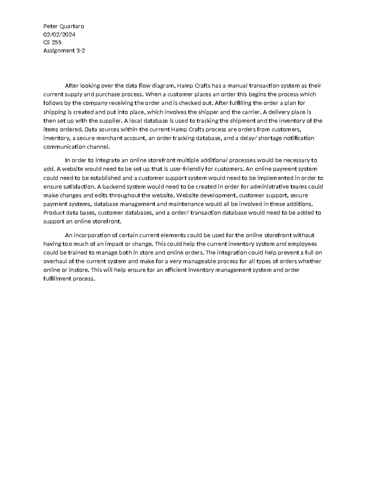 3-2 - mod 3 assign 2 - Peter Quartaro 02/02/ CS 255 Assignment 3- After ...