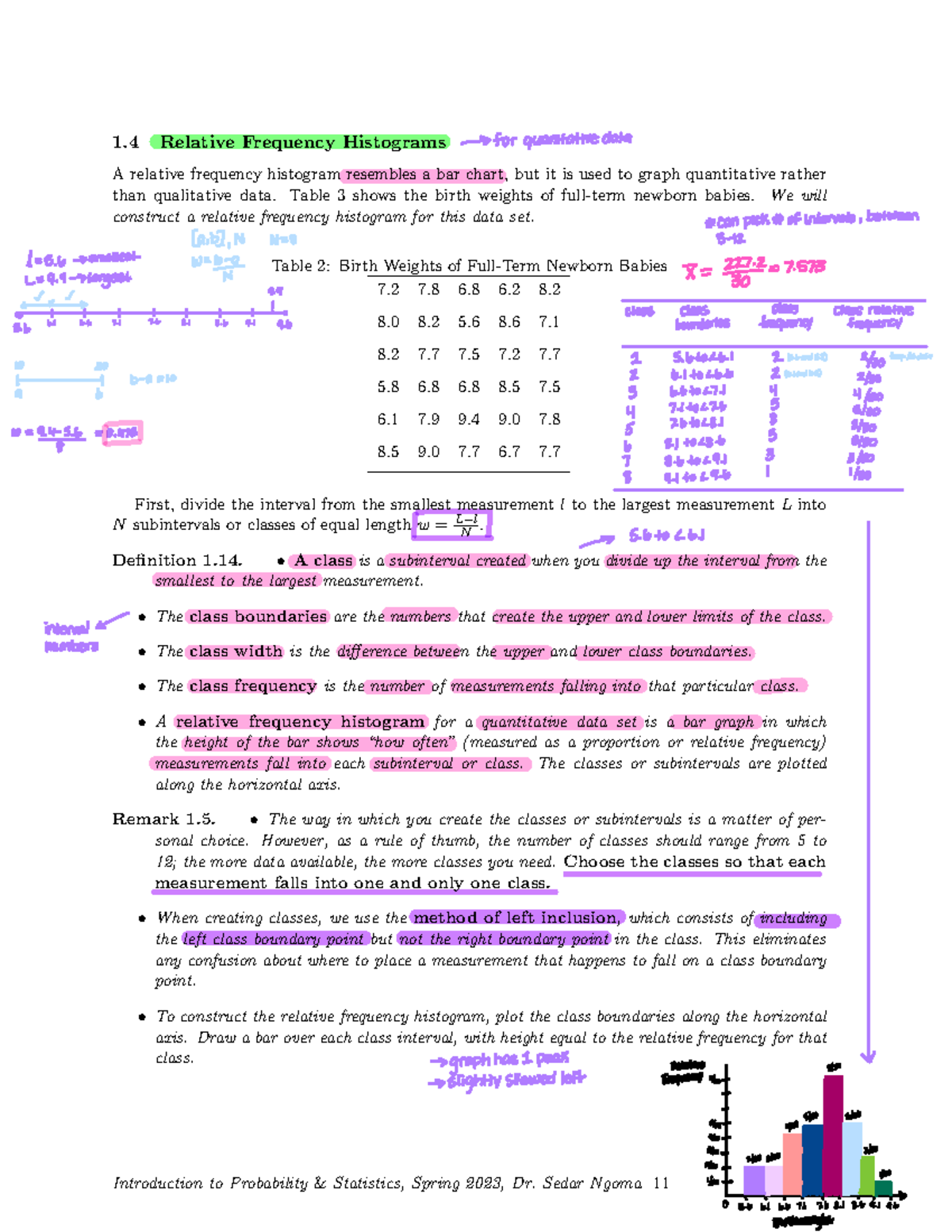 Lecture Note 1 - Statistical Description of Data - 1 Relative Frequency ...