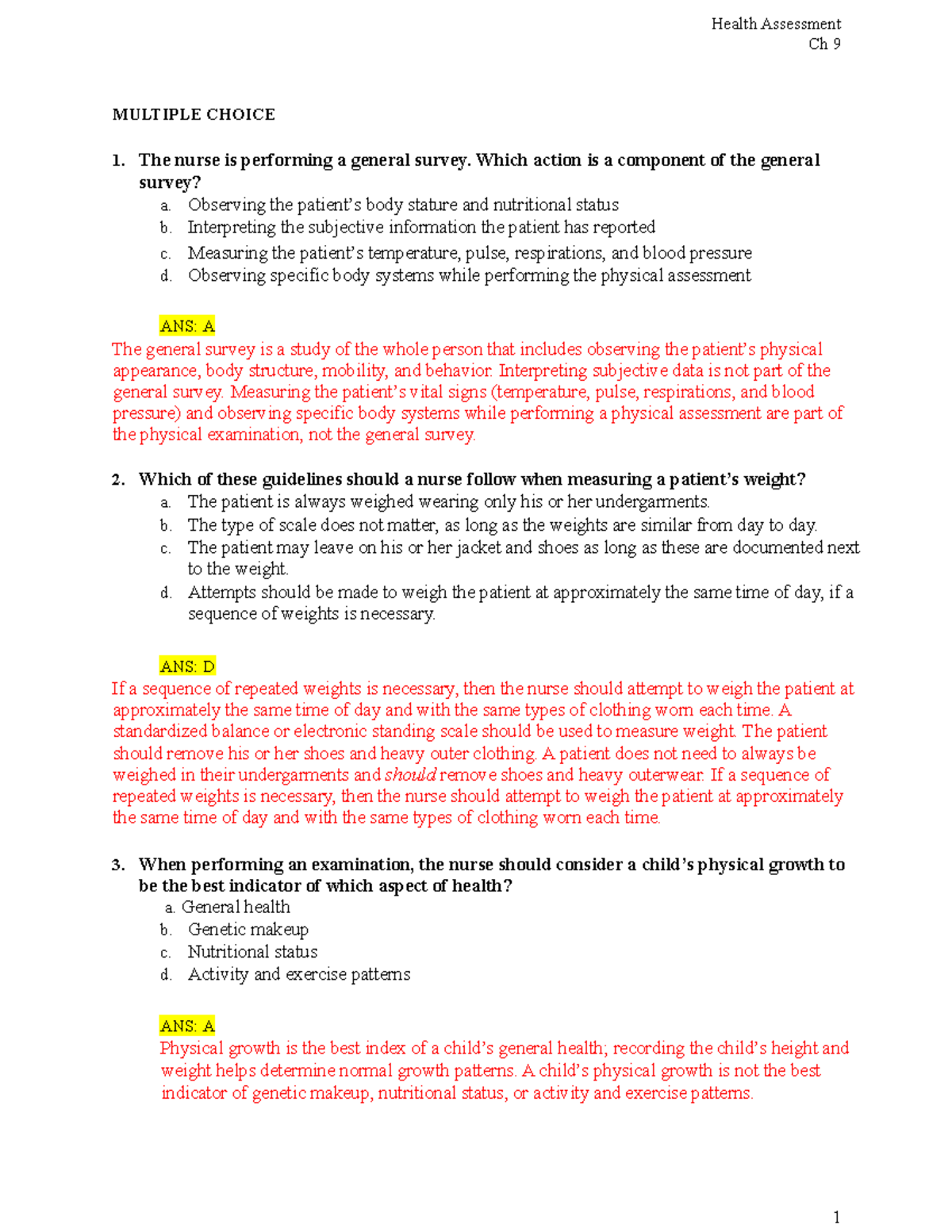Ch 9 Edited -practice - NUR 3025 - Studocu
