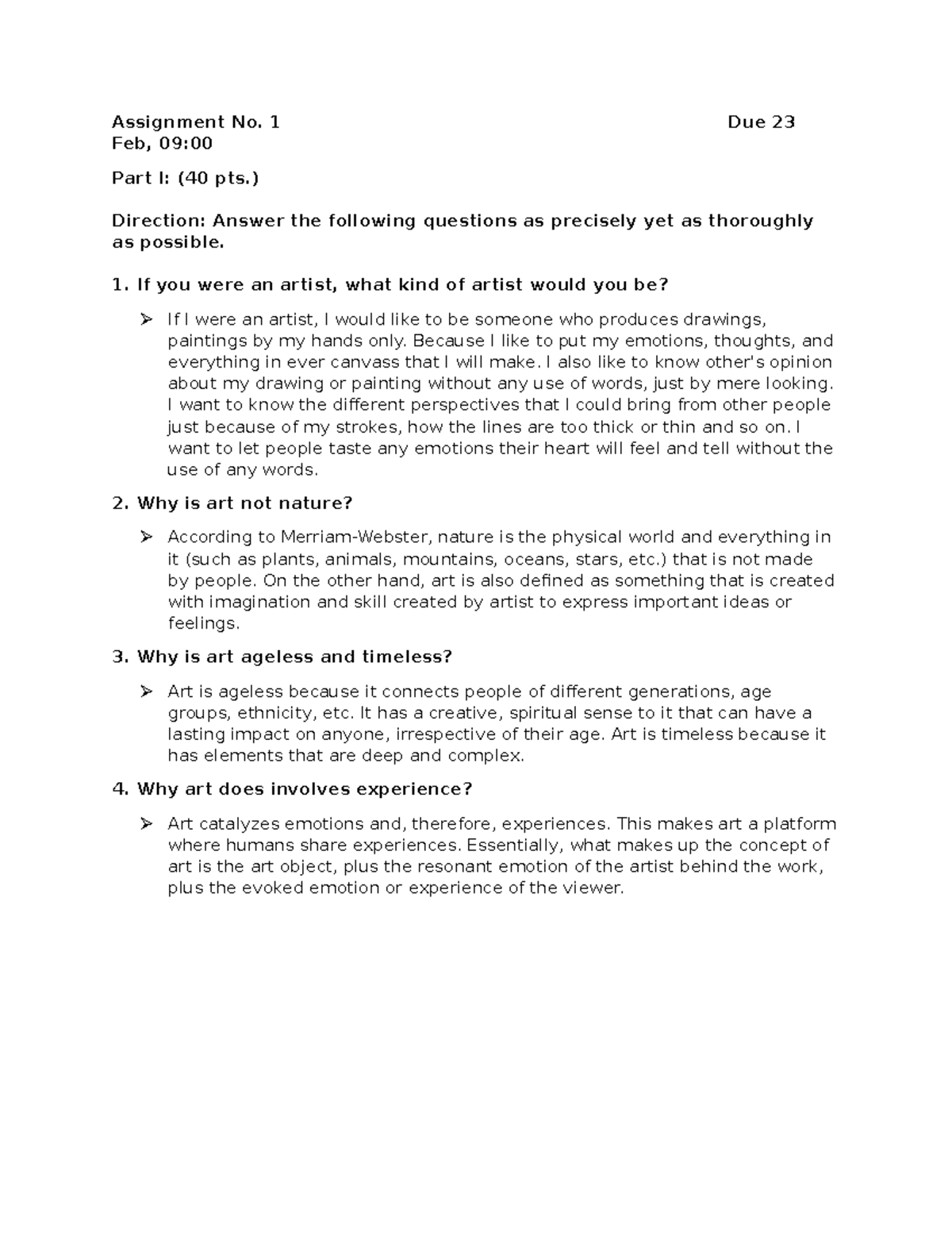 Assignment No1 in AP - NNN - Assignment No. 1 Due 23 Feb, 09: Part I ...